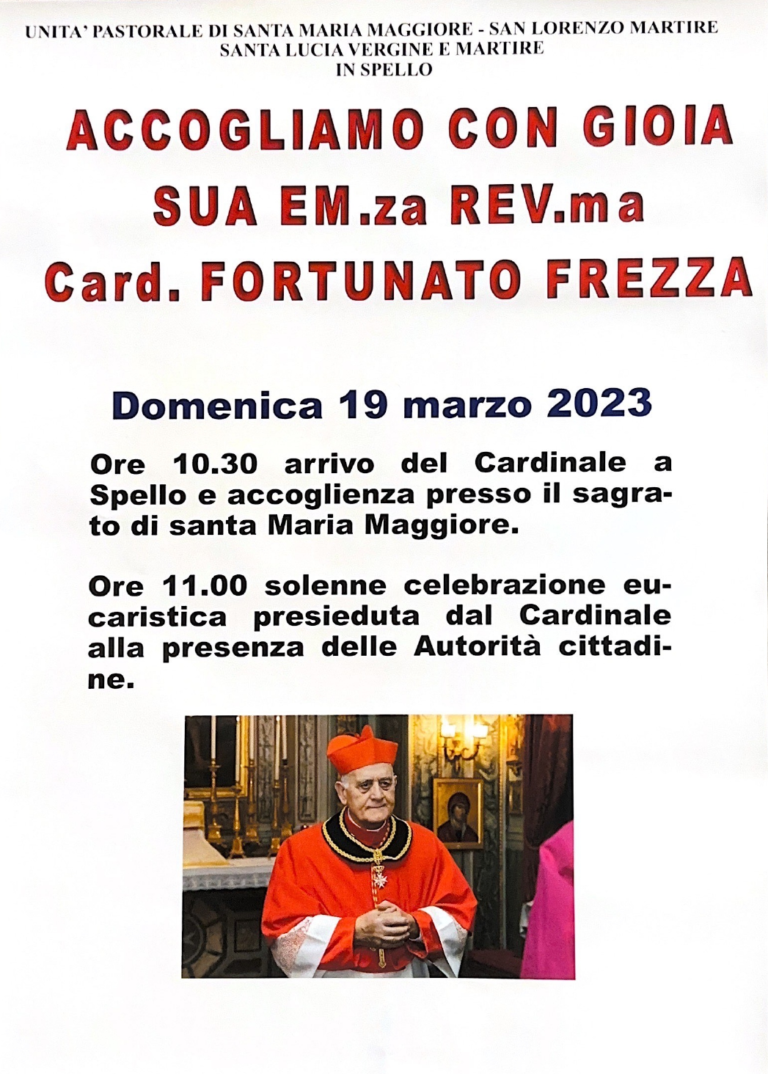 Accogliamo con gioia SUA EM.za REV.ma Card. Fortunato Frezza – Unità ...